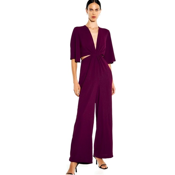 Zara | Pants & Jumpsuits | Zara Jumpsuit Wife Leg Side Slits Small ...